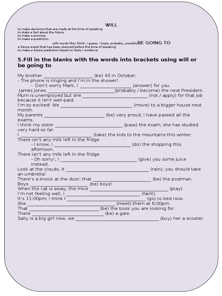 Will Vs Be Going To Key Included Fun Activities Games 8754 Descargar