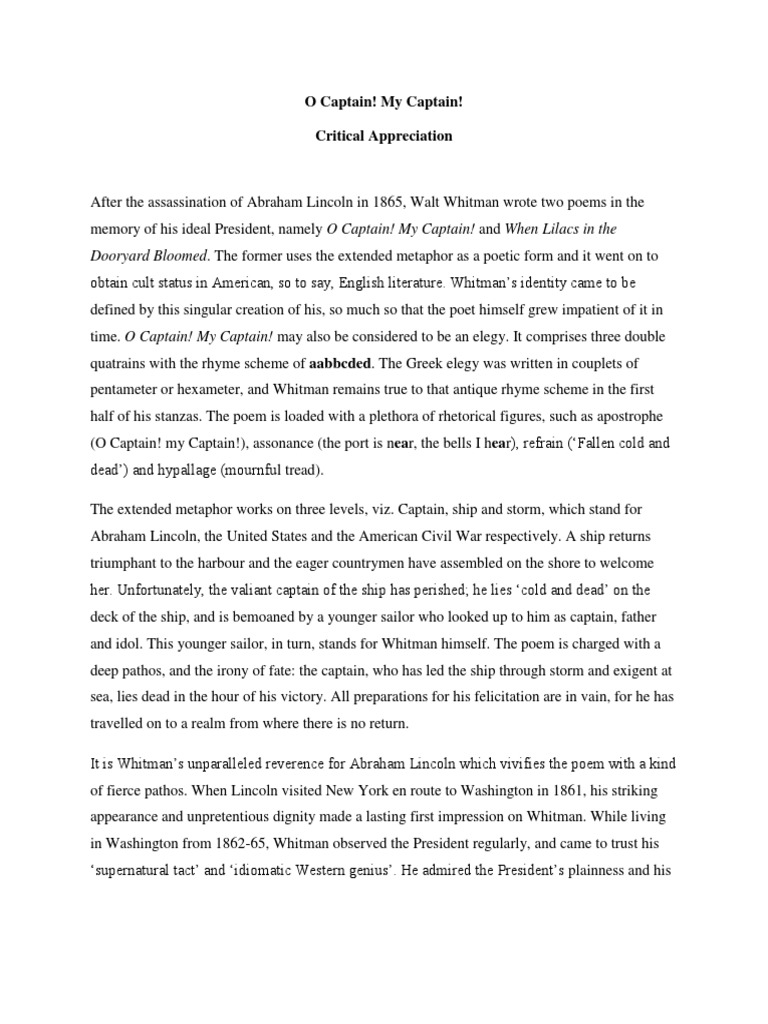 O Captain! My Captain! | PDF | Poetry