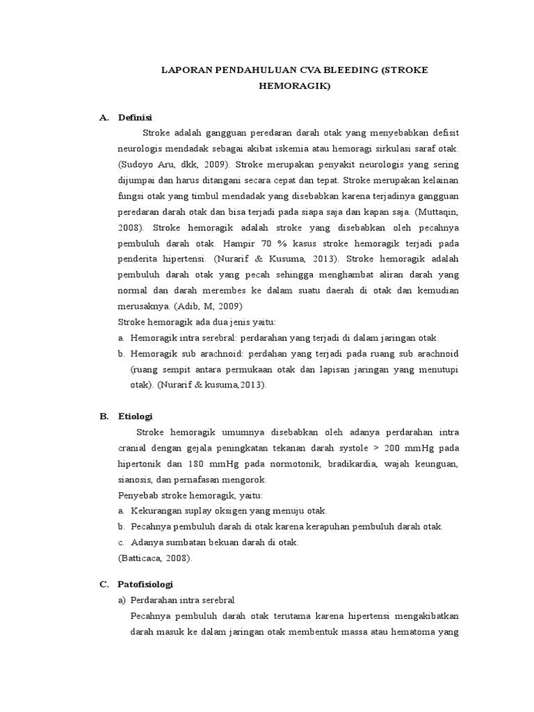 Laporan Pendahuluan Cva Bleeding | PDF