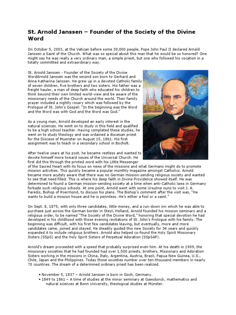 St. Arnold Janssen - Founder of The Society of The Divine Word | PDF ...