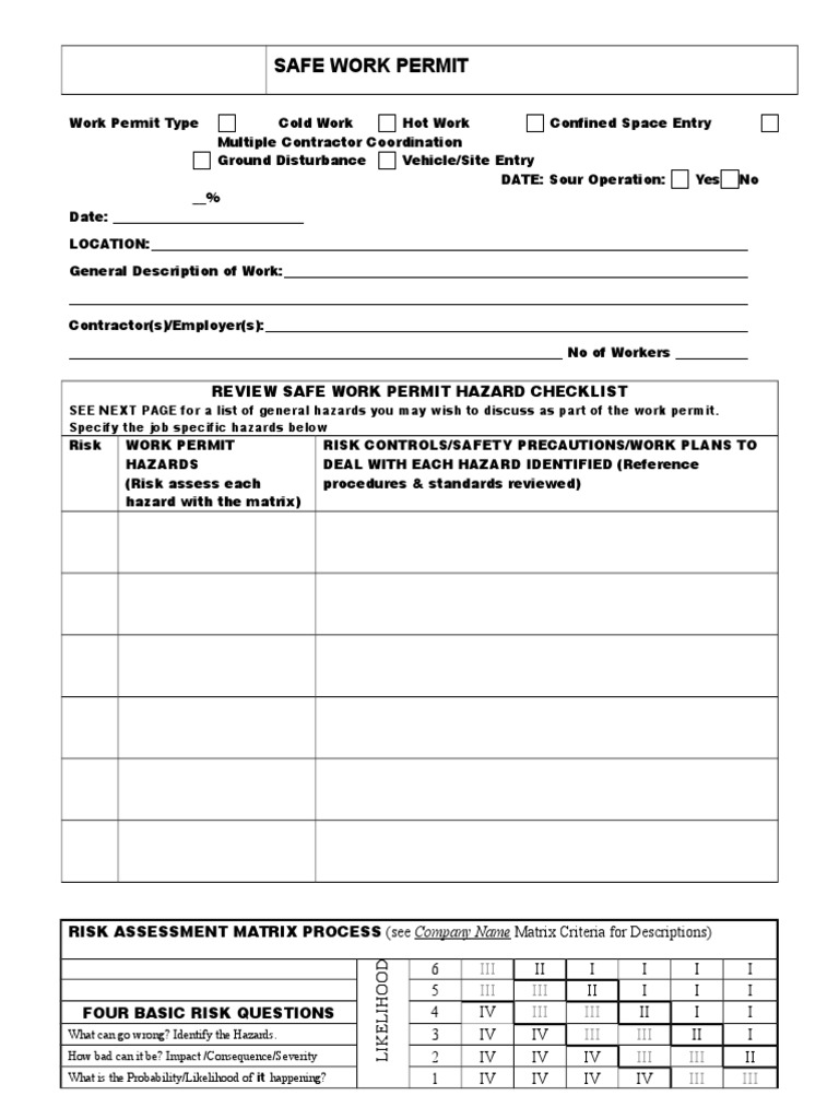 Review Safe Work Permit Hazard Checklist | Download Free PDF | Hazards ...