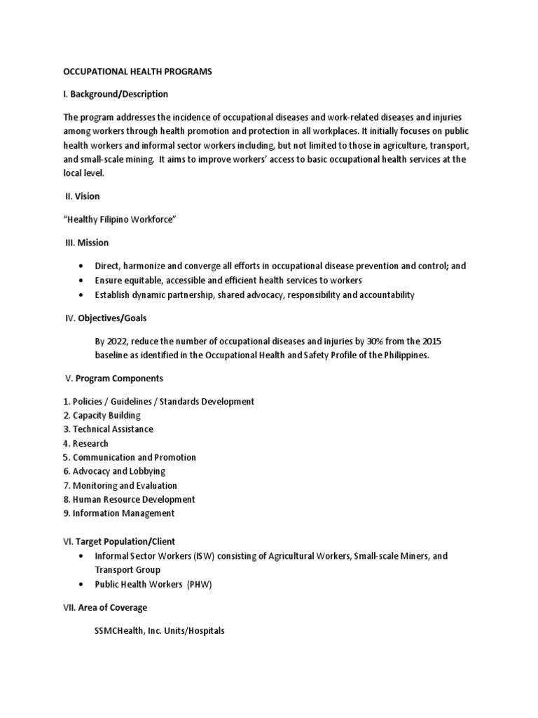 Promoting Occupational Health and Safety: An Overview of the ...