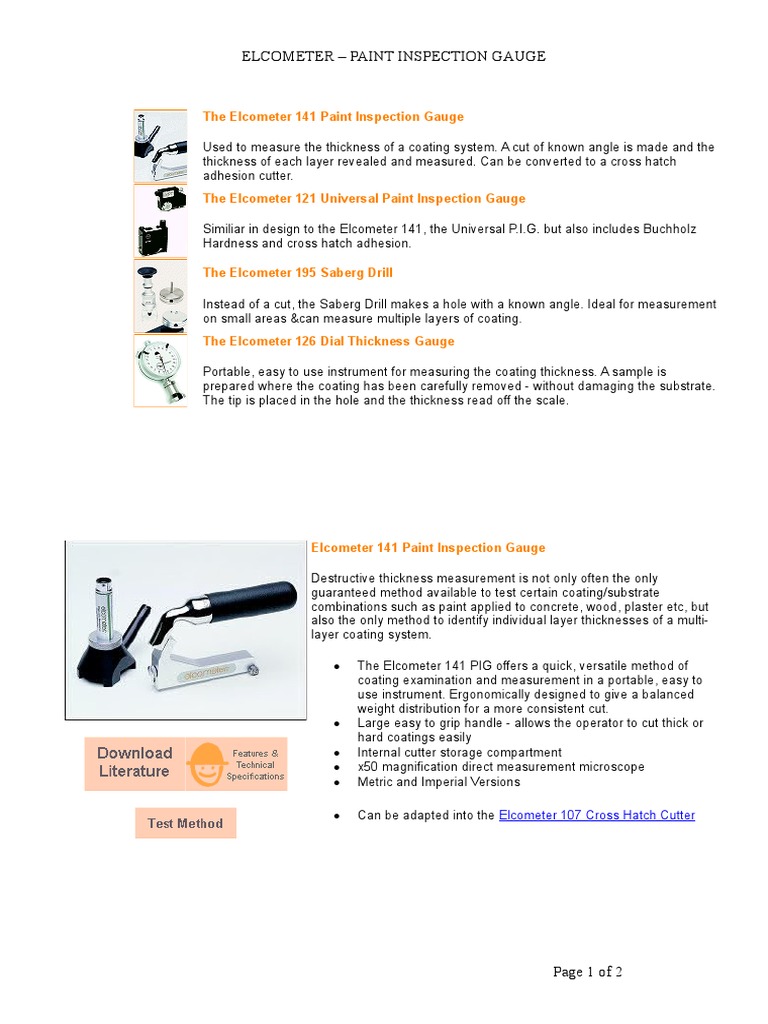 Elcometer Paint Inspection Gauges Overview | PDF | Coating | Measurement