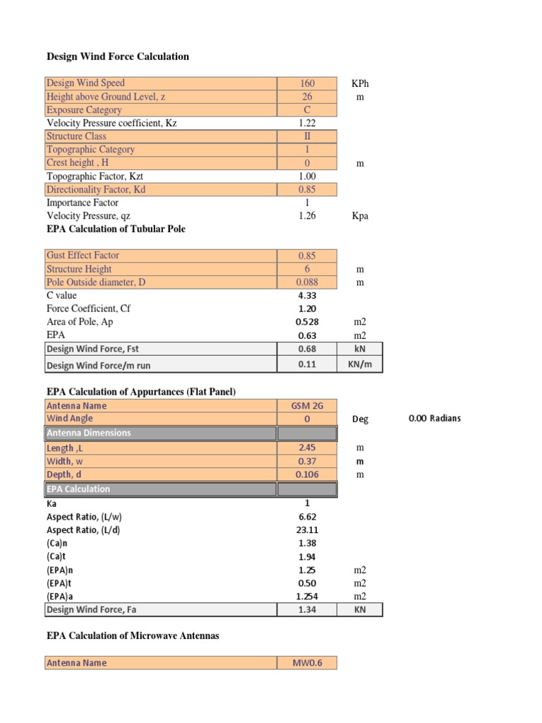 Epa Calculation For Towers | PDF | Young's Modulus | Mechanics
