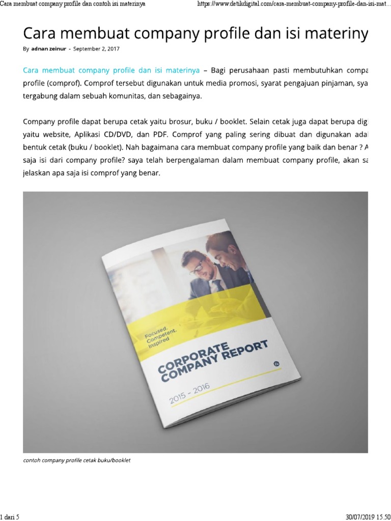 Contoh dan Cara Membuat Company Profile | PDF
