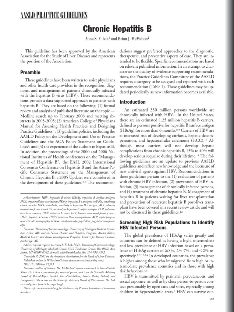 Aasld Practice Guidelines Chronic Hepatitis B: Preamble | PDF ...
