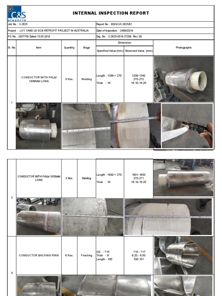 Internal Inspection Report | PDF | Mechanical Engineering | Nature