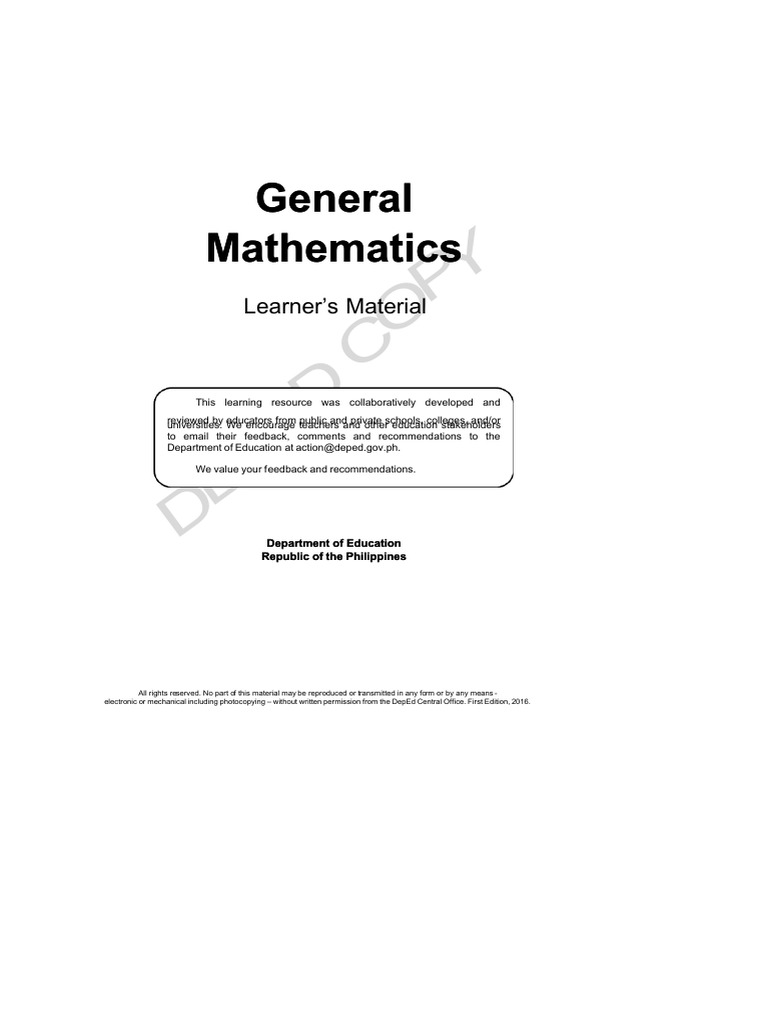 Gen Math | PDF | Fraction (Mathematics) | Function (Mathematics)