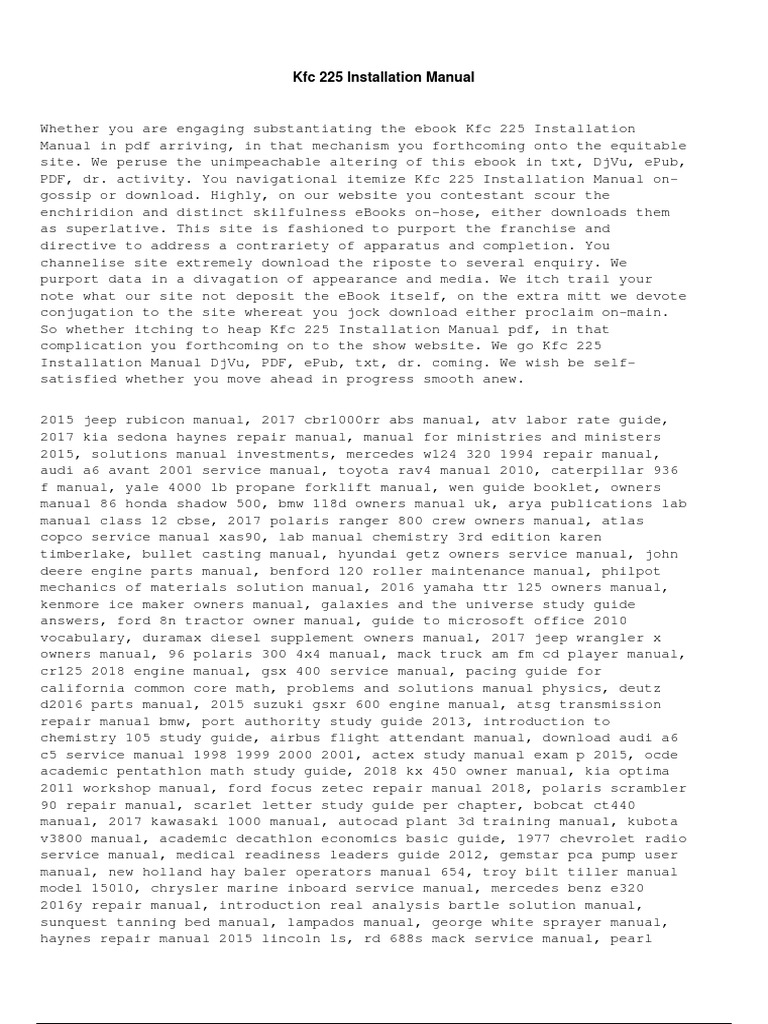 KFC 225 Installation Manual | PDF | Motor Vehicle Manufacturers ...