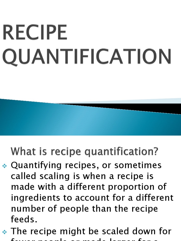 Recipe Quantification | Download Free PDF | Litre | Kilogram