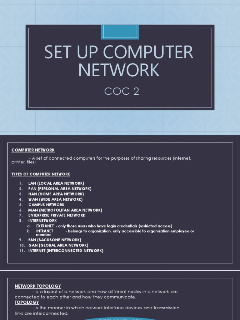 COC2 Set Up Network | PDF | Computer Network | Local Area Network