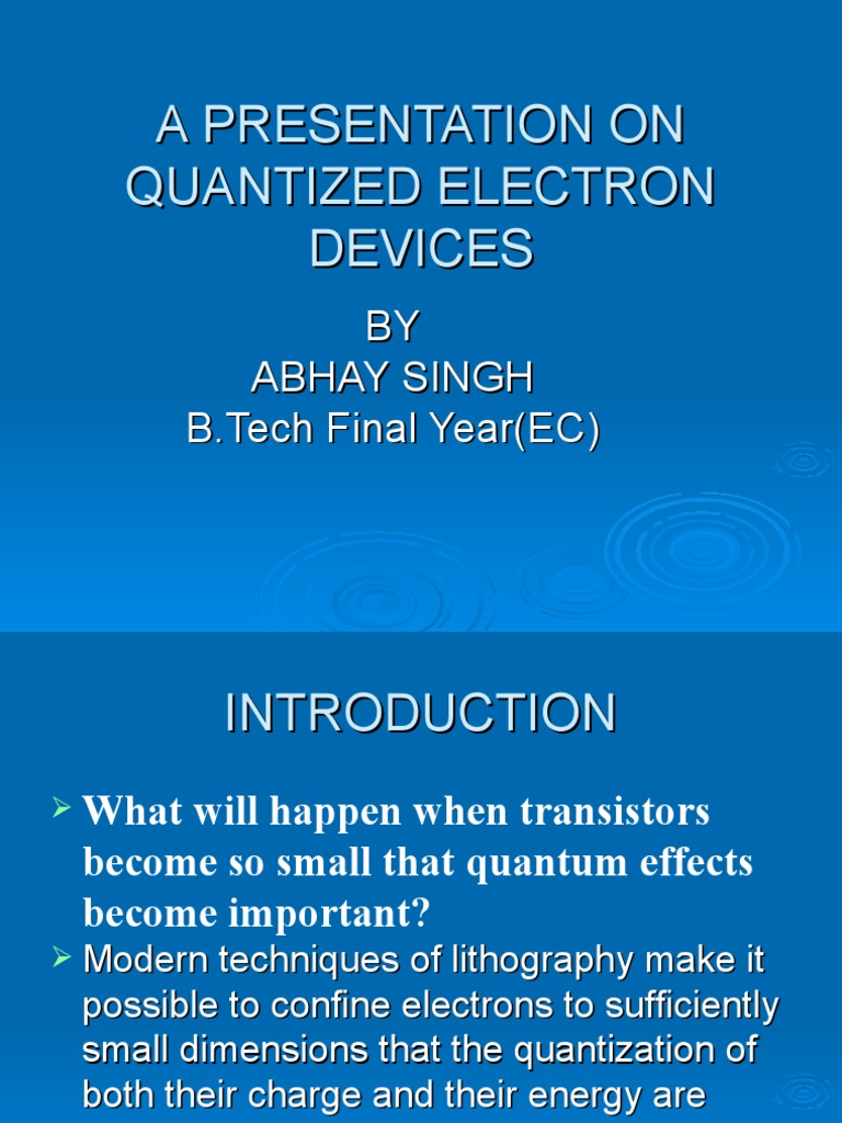 A Presentation On Quantized Electron Devices | PDF | Transistor | Field ...