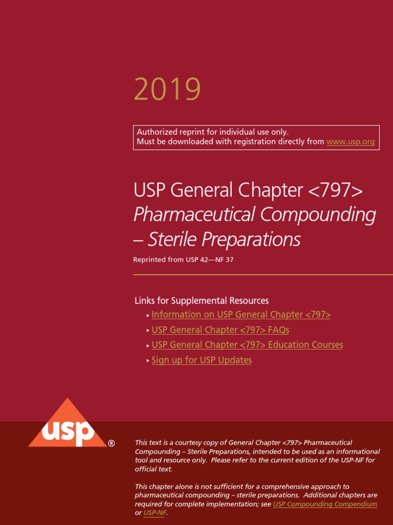 USP General Chapter : Pharmaceutical Compounding - Sterile Preparations ...