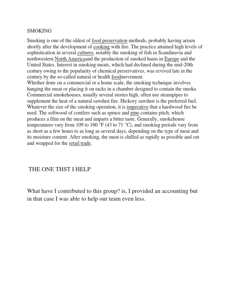 Smoking: Ancient Food Preservation Method | PDF