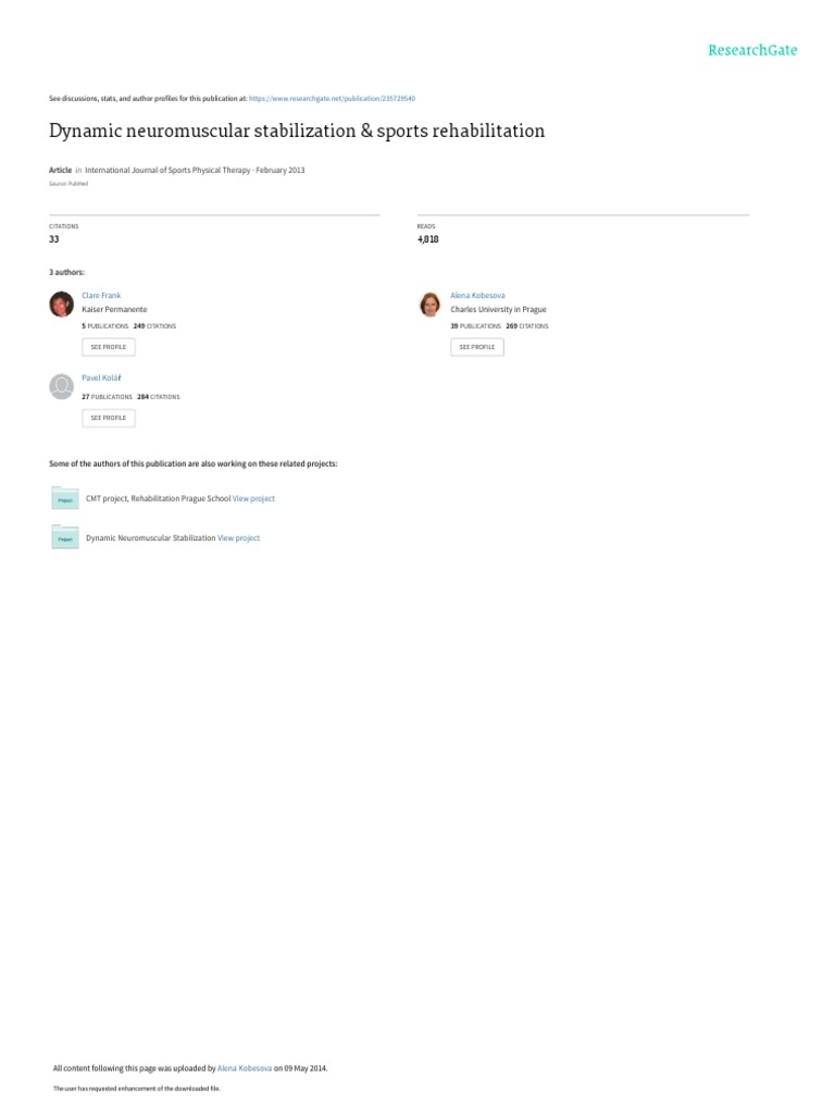 Dynamic Neuromuscular Stabilization & Sports Rehabilitation | PDF ...