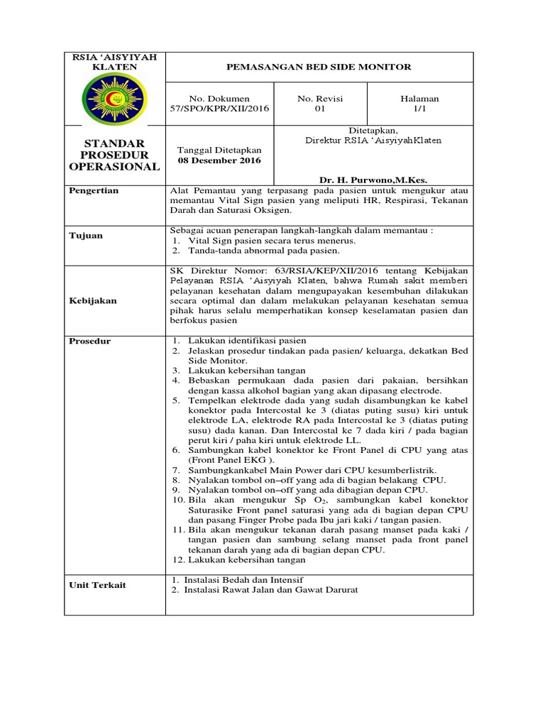 Pemasangan Bed Side Monitor | PDF