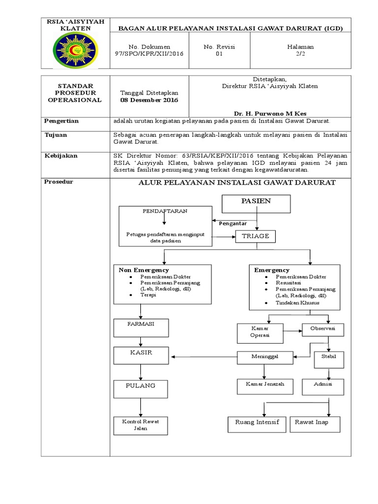 Bagan Alur Pelayanan Instalasi Gawat Darurat (Igd) | PDF