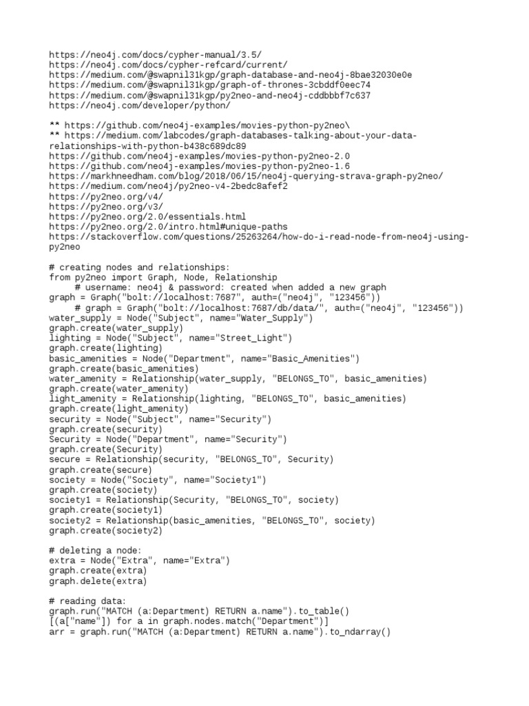 Py2neo Notes | PDF | Computers | Technology & Engineering