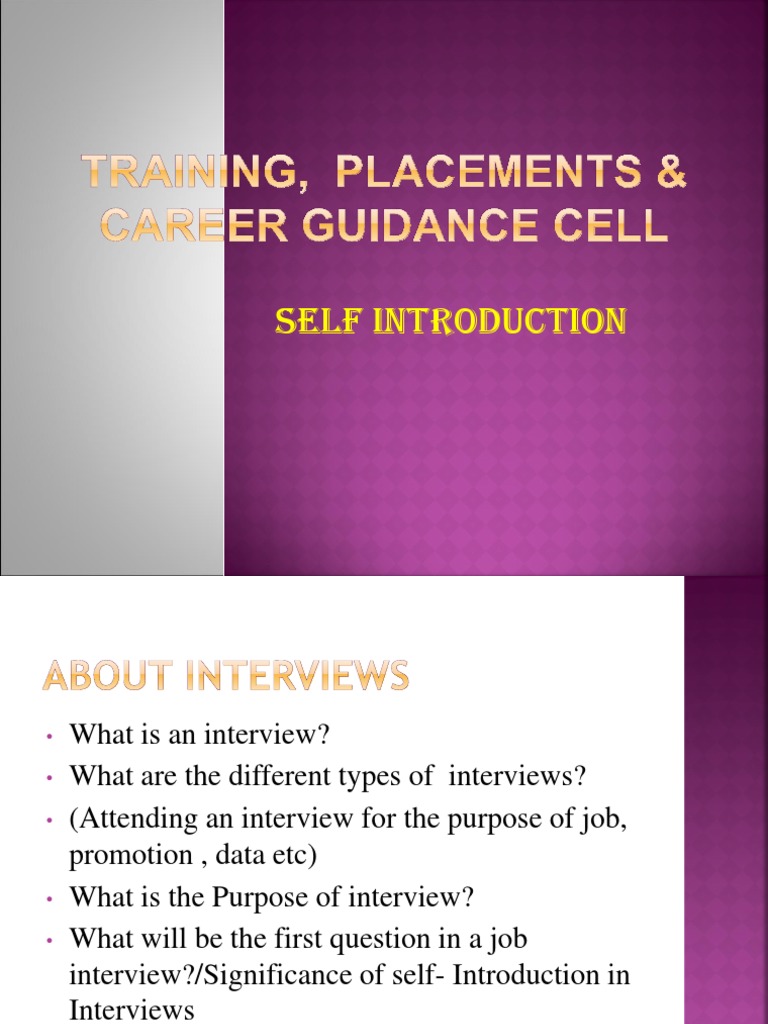 How To Self - Introduction During Interviews | Download Free PDF ...