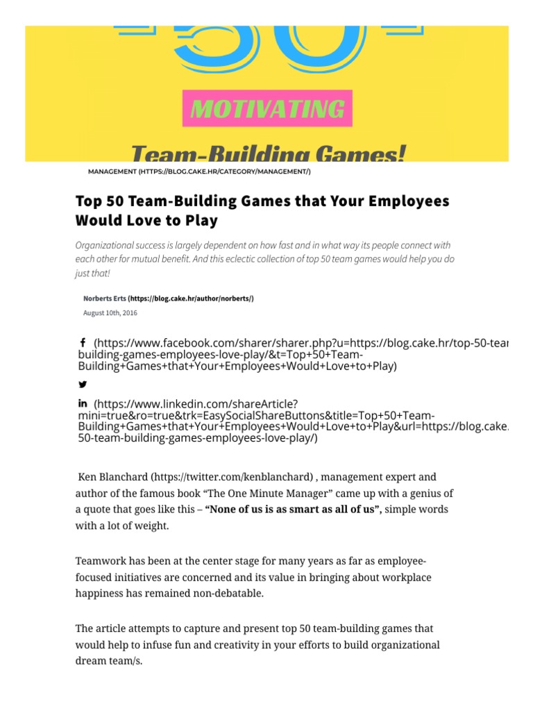 Top 50 Team-Building Games That Your Employees Would Love To Play ...