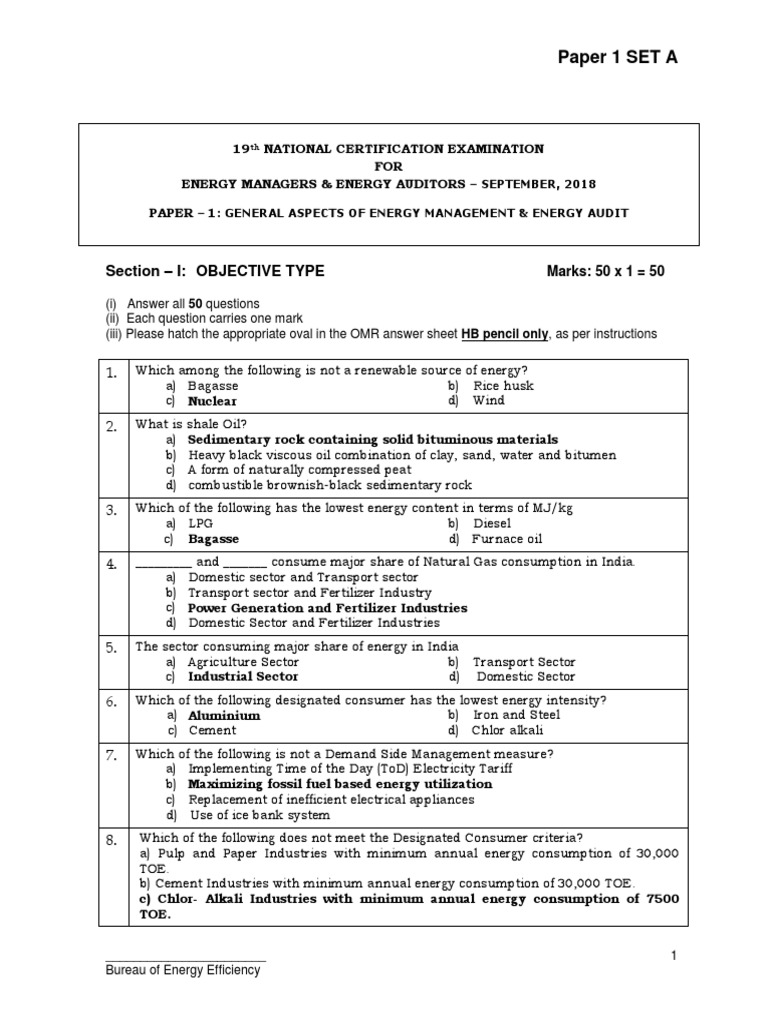 Section - I: Objective Type: Paper 1 SET A | PDF | Physical Quantities ...