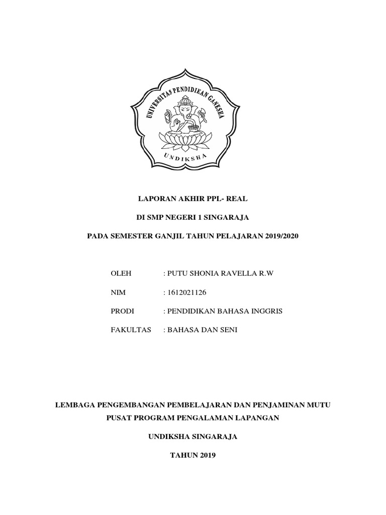Putu Shonia Ravella Rishantini WIdantara - 1612021126 - 7D - Laporan Akhir PPL Real Di SMP ...