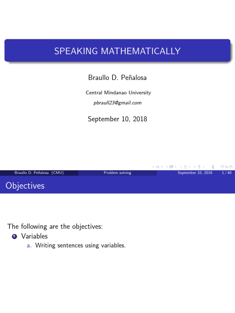 Lecture 2 Speaking Mathematically PDF | PDF | Set (Mathematics ...