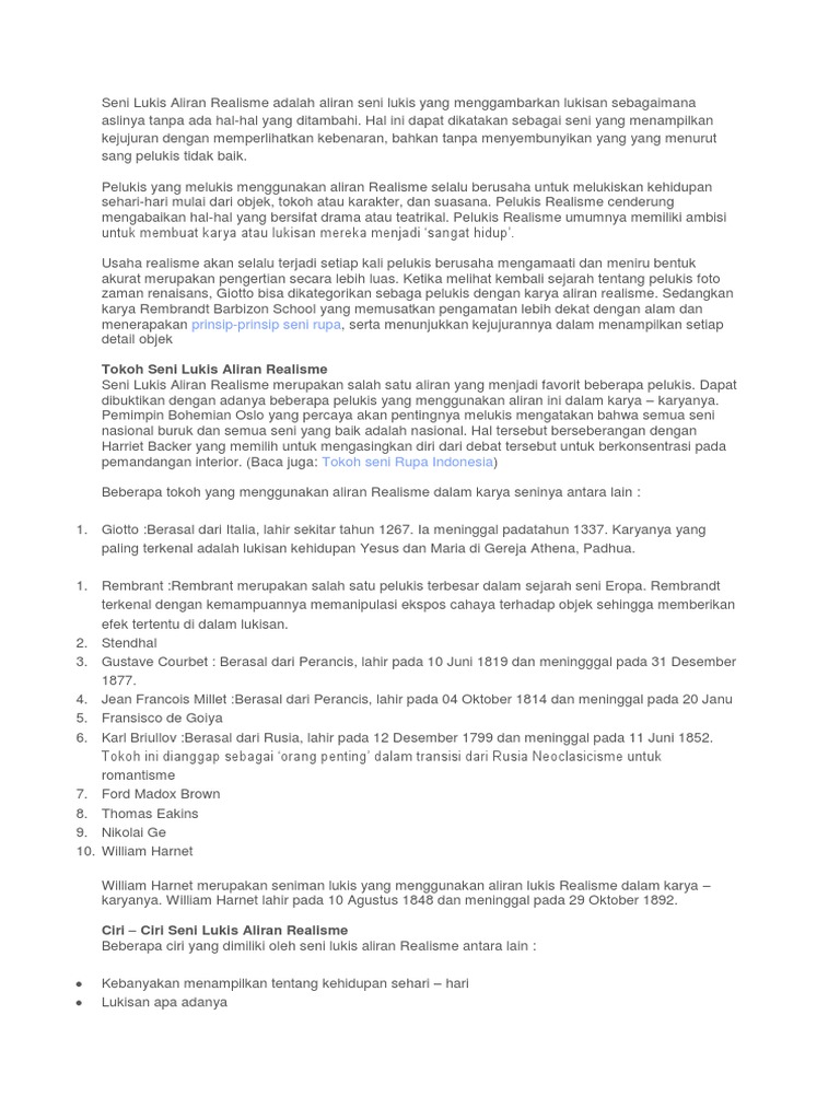Seni Lukis Aliran Realisme Adalah Aliran Seni Lukis Yang Menggambarkan ...