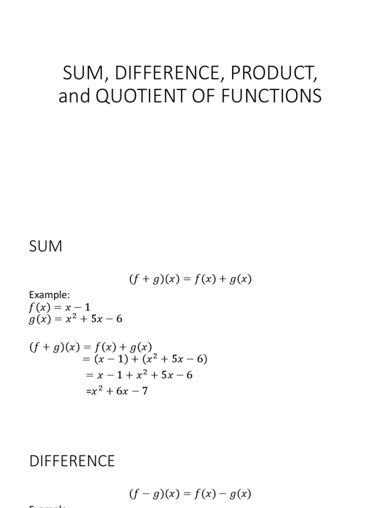 Sum, Difference, Product, and Quotient | PDF