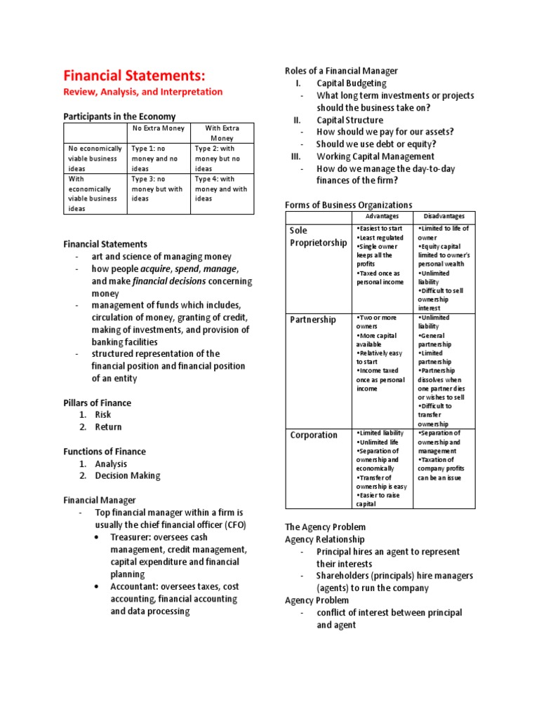 Financial Statements:: Review, Analysis, and Interpretation | PDF | Net ...