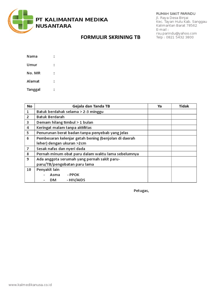 Form Skrining TB | PDF