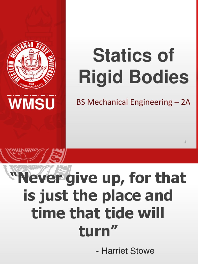 Statics of Rigid Bodies: BS Mechanical Engineering - 2A | PDF | Force ...