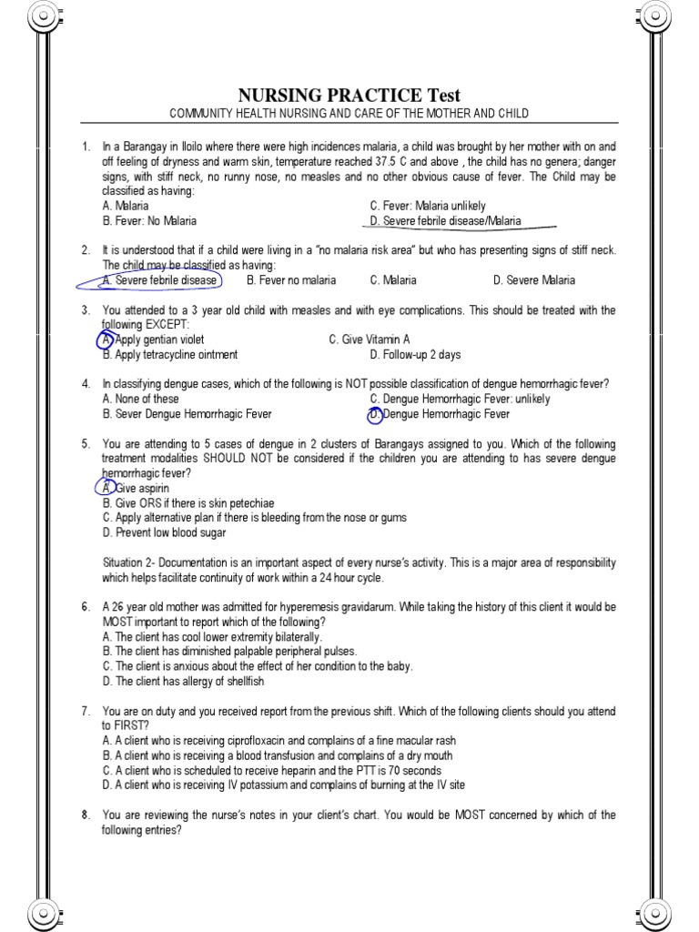 Nursing Practice Test Community Health Nursing and Care of The Mo | PDF ...