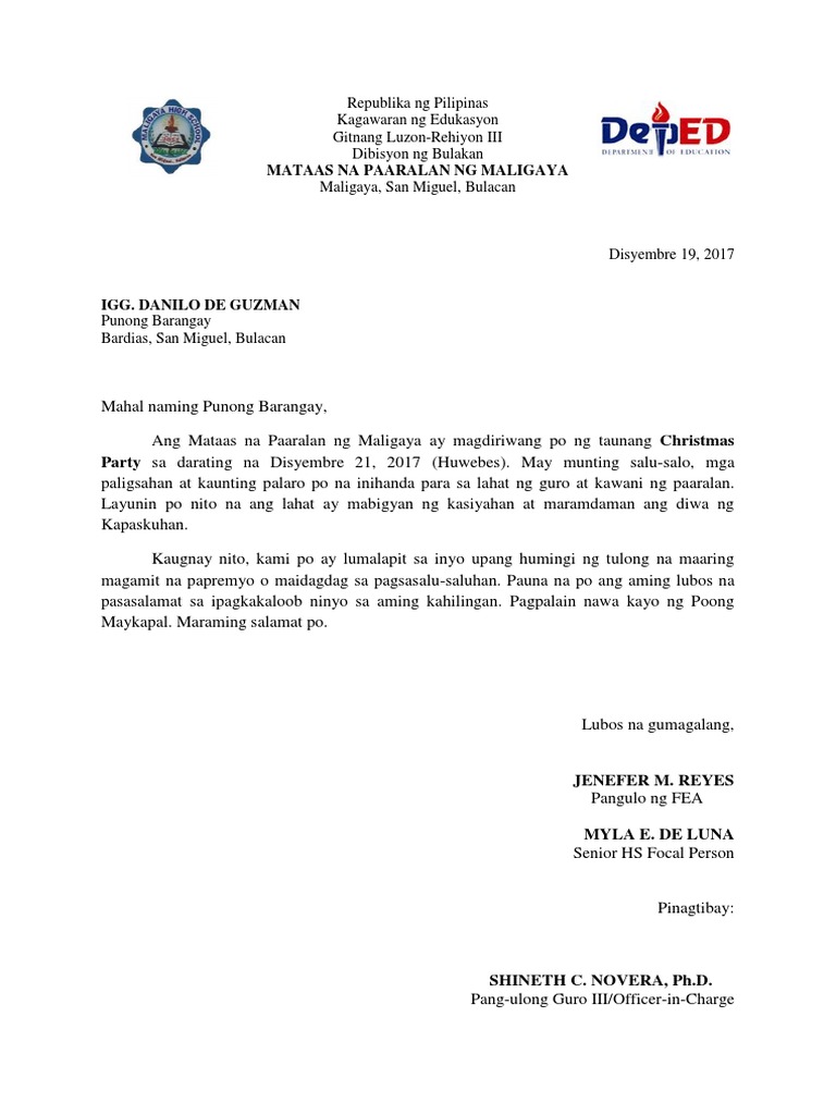 Christmas Party Letter | PDF