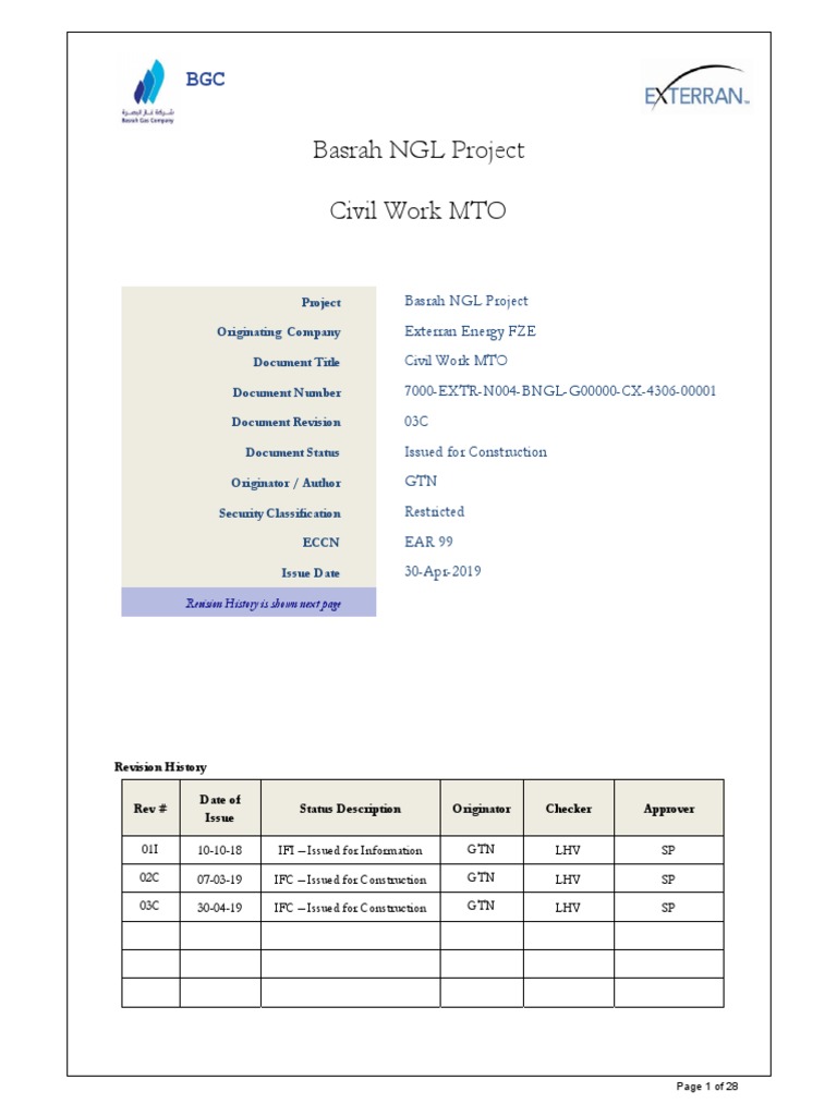 Civil Works Mto | PDF | Natural Gas Processing | Screw