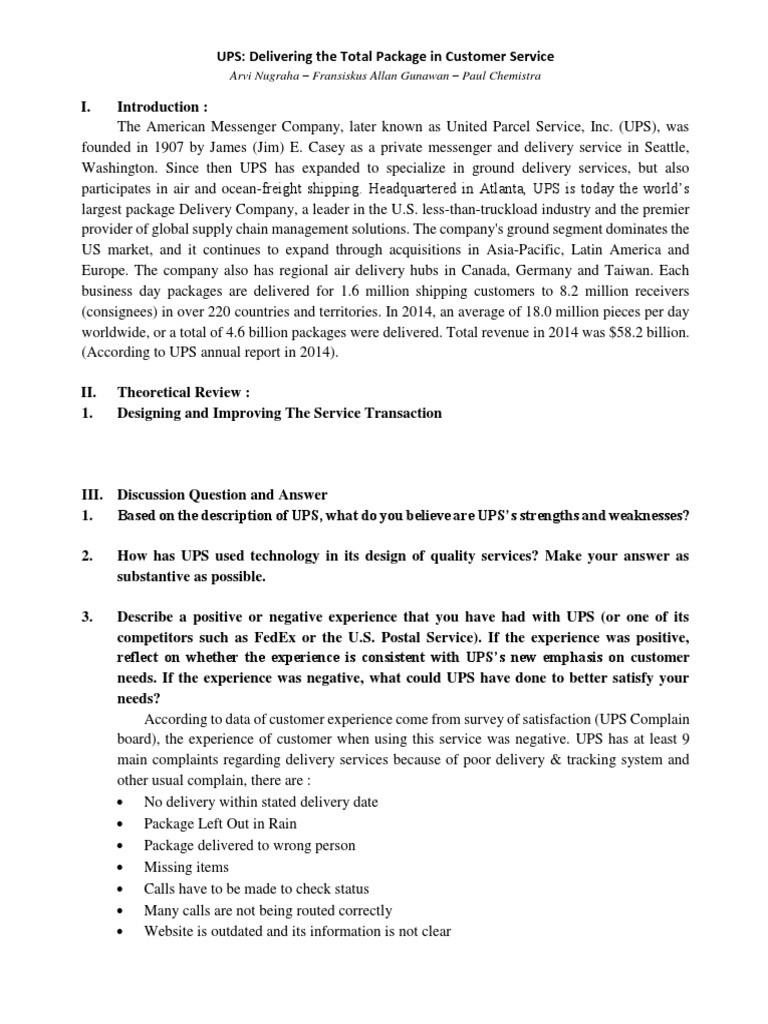 Ups Case Study | PDF | United Parcel Service | Business Economics