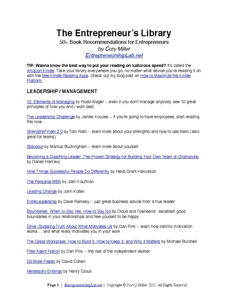 The Entrepreneur's Library: 50+ Book Recommendations For Entrepreneurs ...