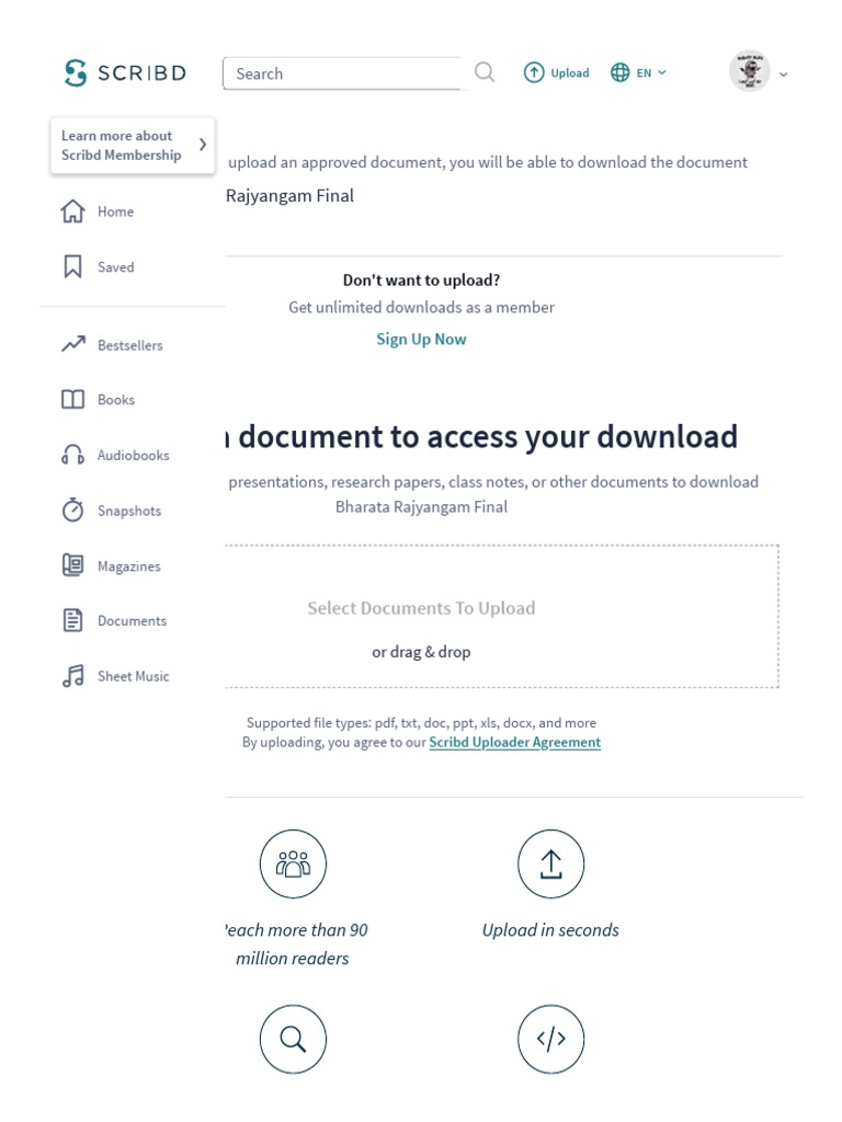 Upload A Document To Access Your Download: Bharata Rajyangam Final | PDF | Scribd | Electronic ...