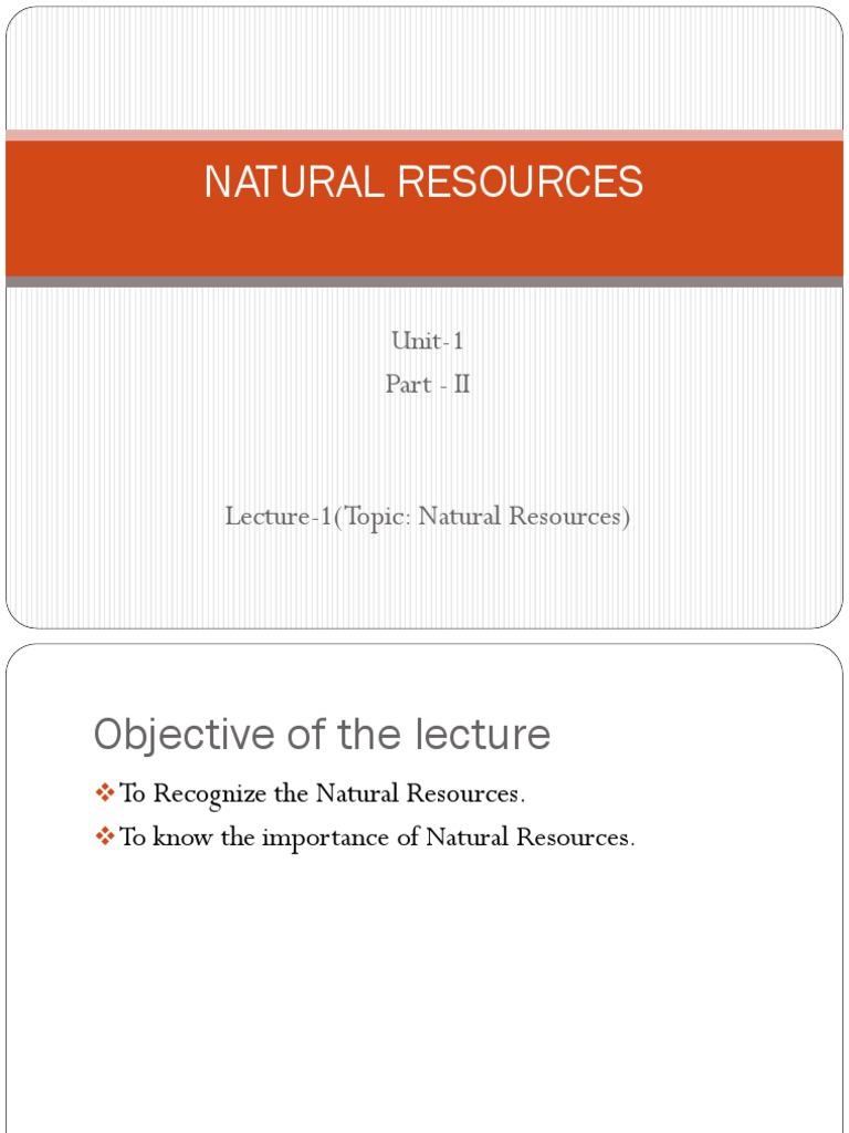 Natural Resources: Unit-1 Part - II | PDF | Sustainability | Nature