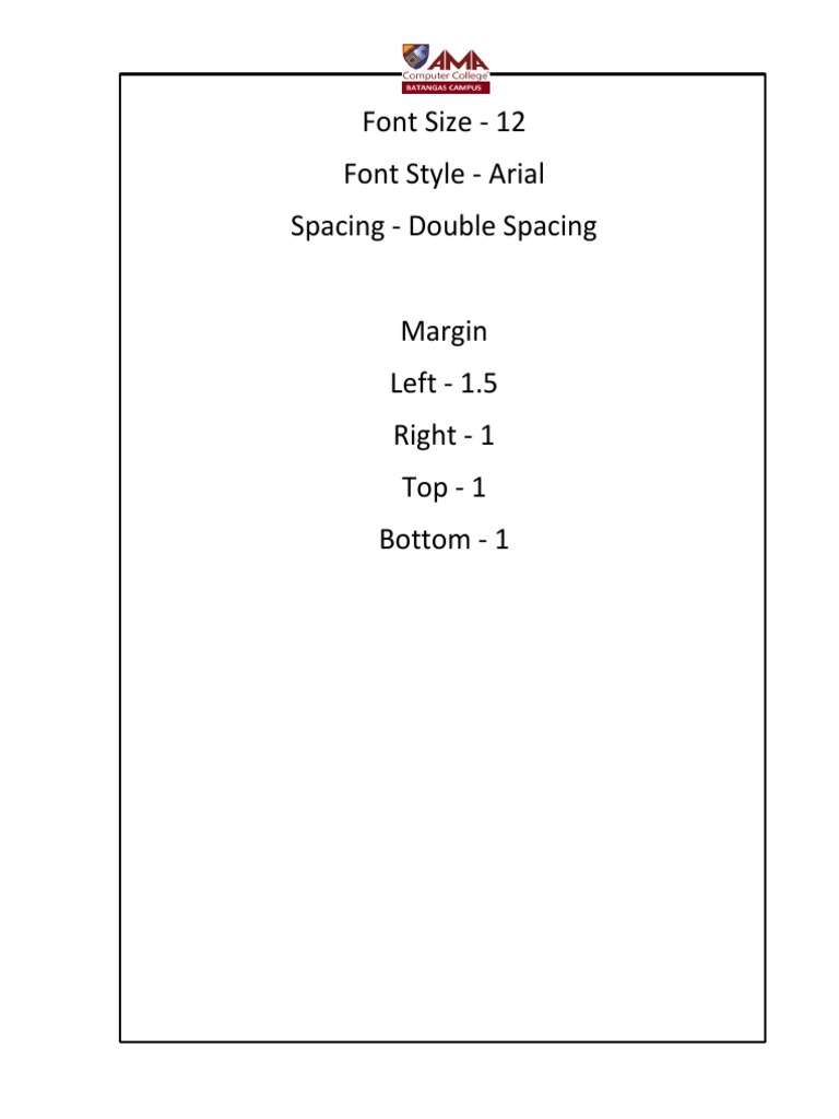 Font Size - 12 Font Style - Arial Spacing - Double Spacing | PDF