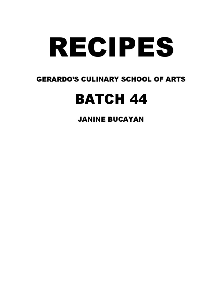 Recipes: Batch 44 | PDF