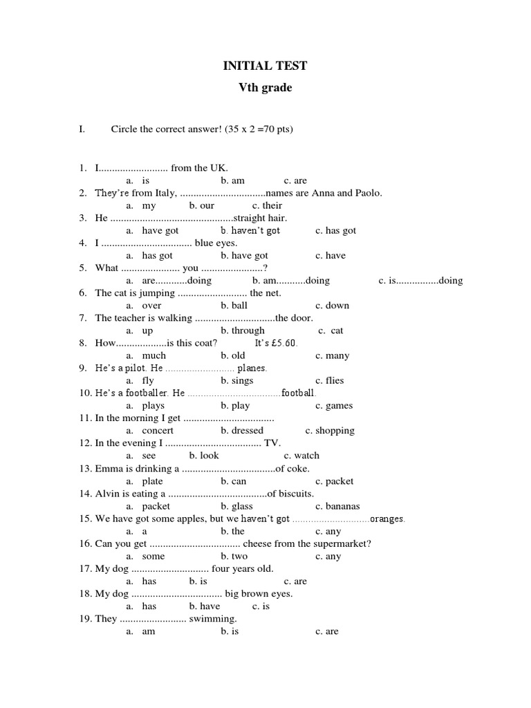 Initial Test VTH Grade | PDF