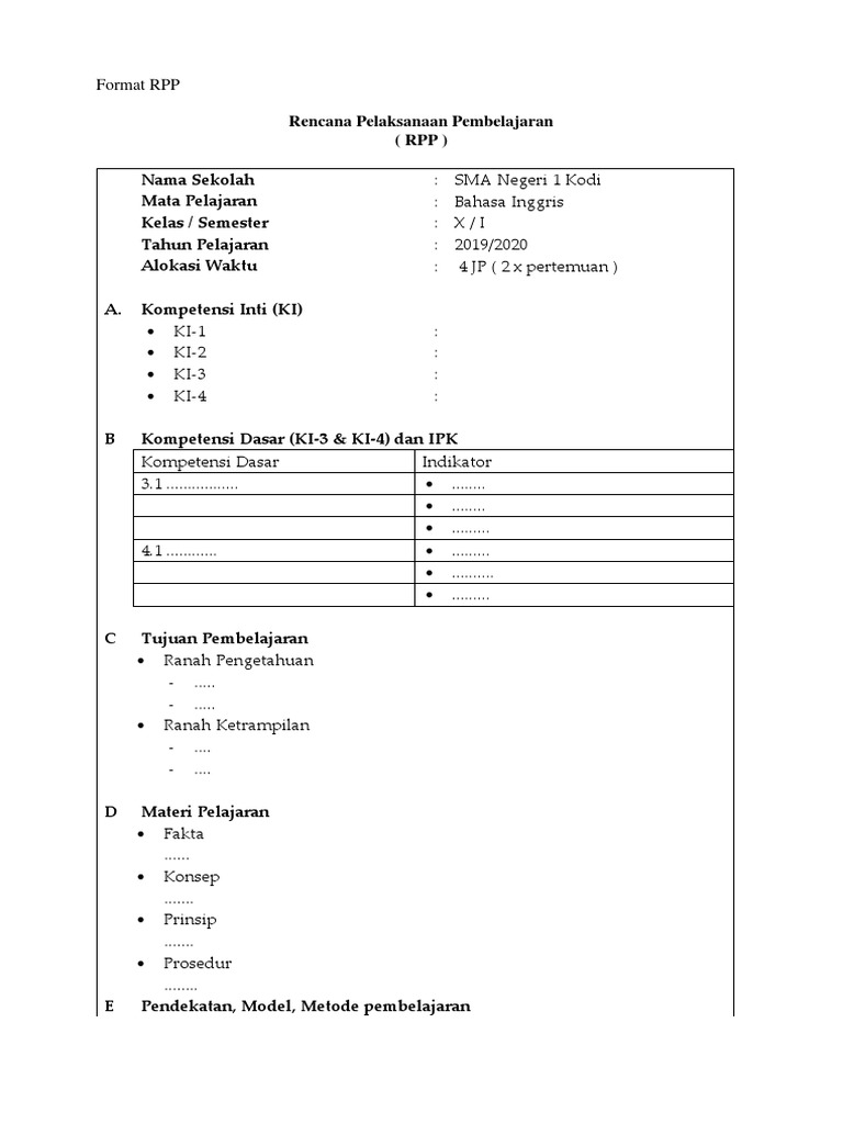 Format RPP k13 | PDF