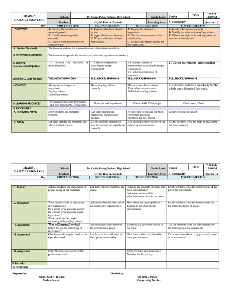Grade 7 Daily Lesson Log Junior: Dr. Cecilio Putong National High ...