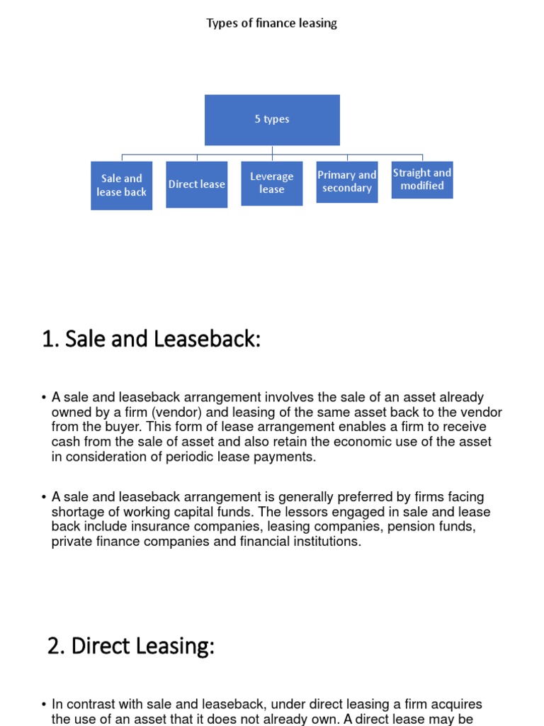 Types of Finance Leasing | PDF | Lease | Debt