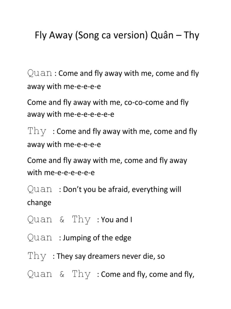 Fly Away (Song Ca Version) Quân - Thy | PDF