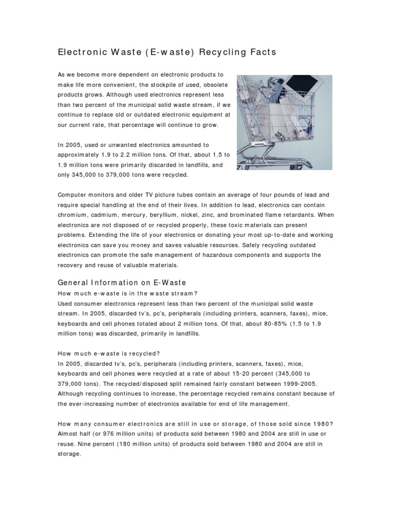 Ewaste Recycling Facts | PDF | Electronic Waste | Recycling