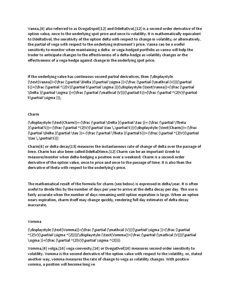 Vanna | PDF | Greeks (Finance) | Financial Accounting