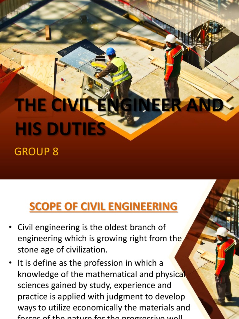 The Civil Engineer and His Duties: Group 8 | PDF | Surveying | Civil ...