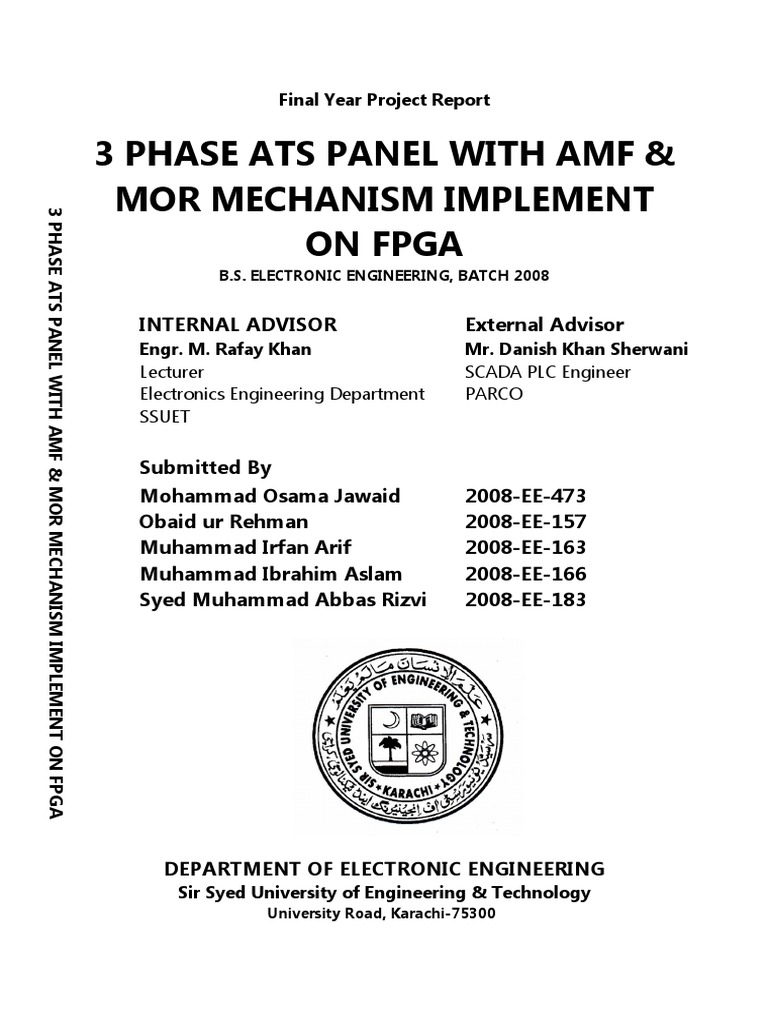 3 Phase Ats Panel With Amf & Mor Mechanism Implement On Fpga | PDF
